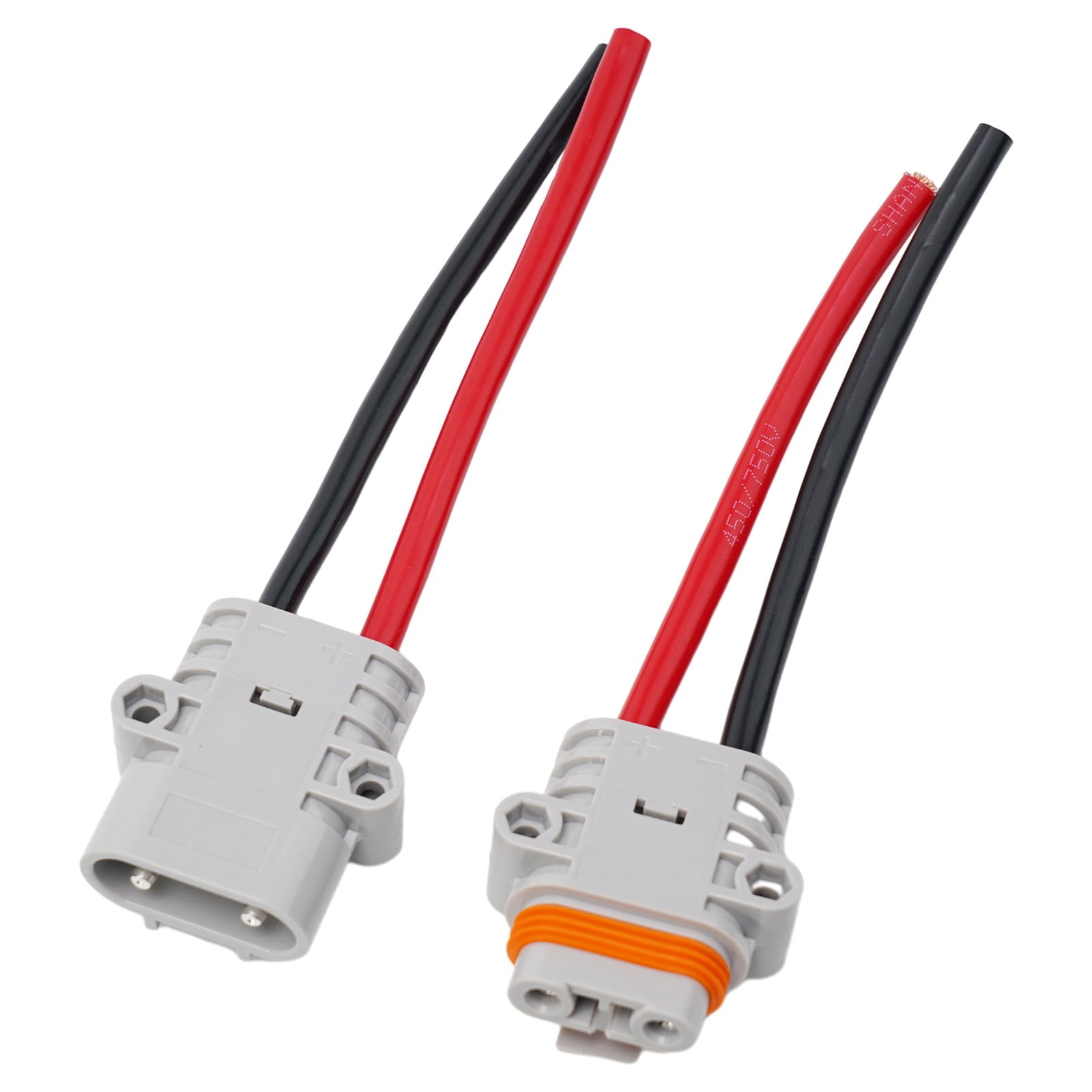 Pair of 50 Amp 600V 6 AWG Grey Forklift Cable Power Connectors ...