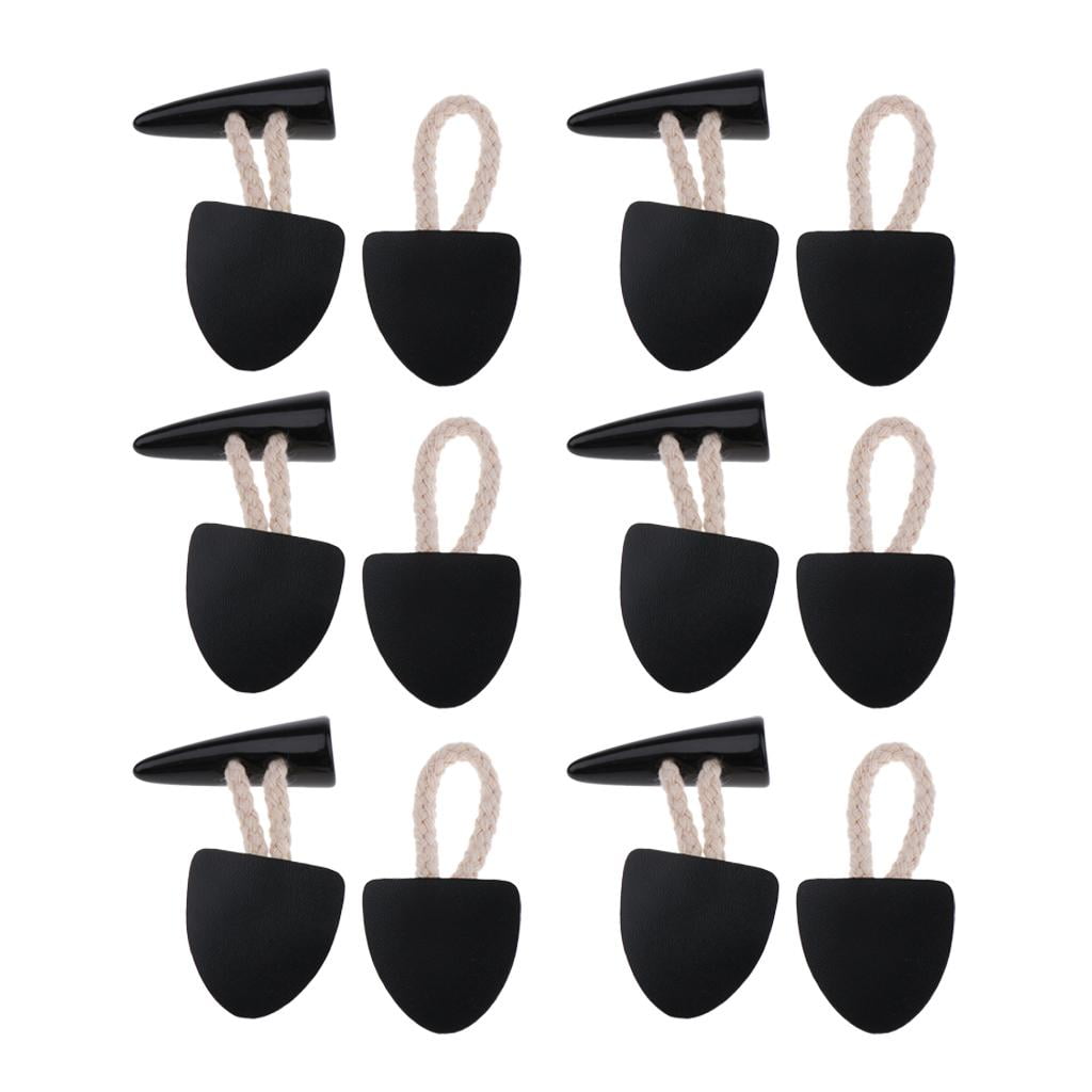 Pair of 6 PU Leather Toggle Buttons Jacket Fasteners DIY Sewing ...