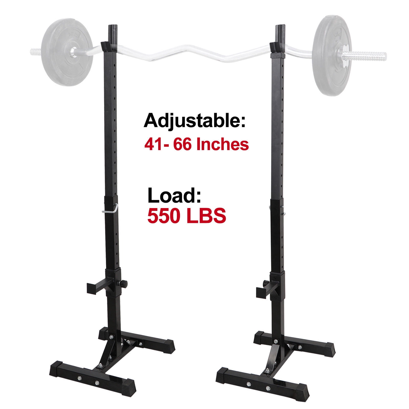 Pair of Adjustable Rack Sturdy Steel Squat Rack Barbell Bench Press ...