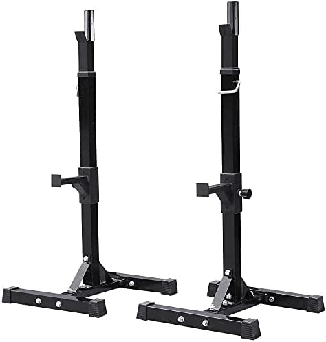 Pair of Adjustable Squat Rack Standard 44-70 Inch Barbell Rack Solid ...