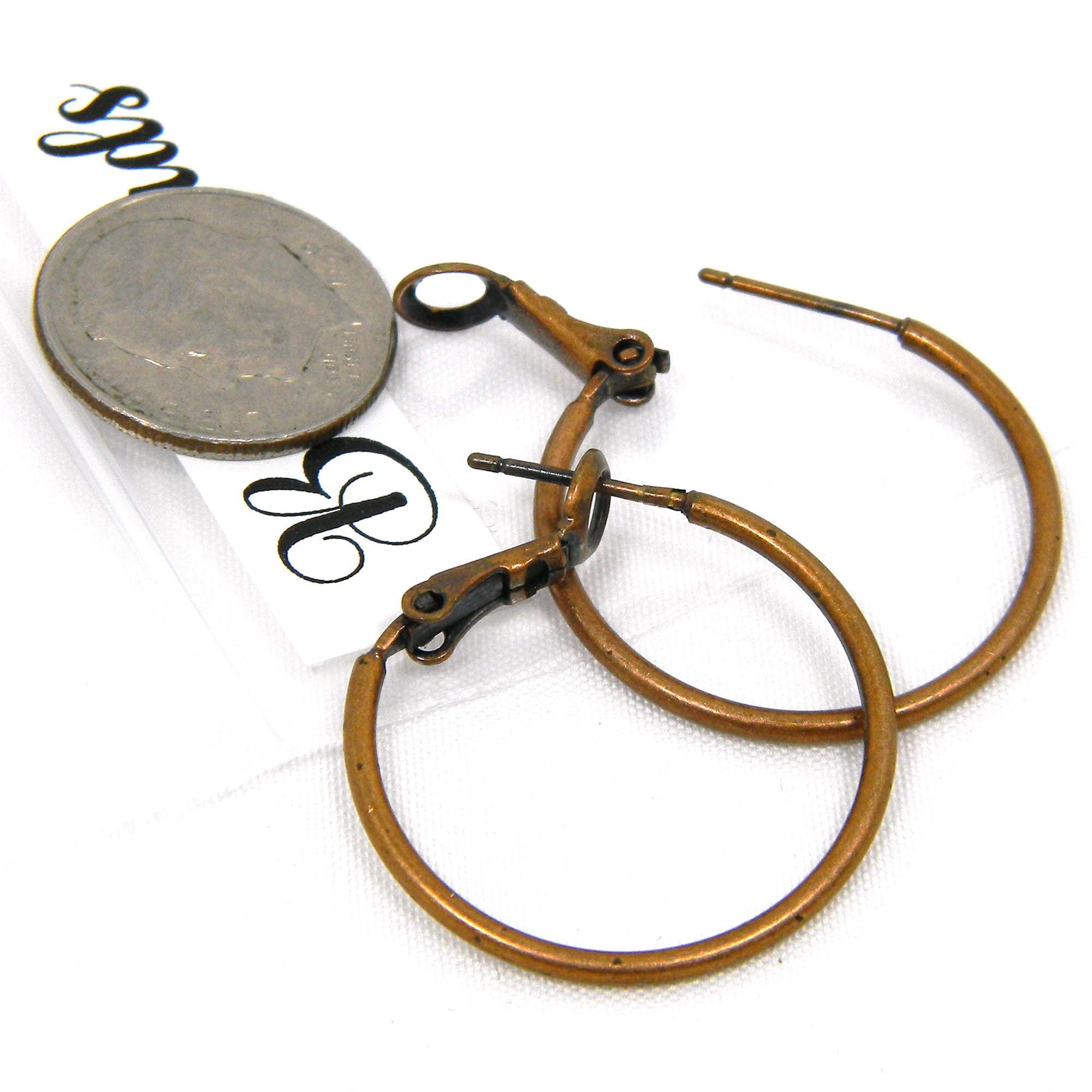 Pair of Antique Copper Plated Brass Plain Leverback Omega Lever Rustic ...