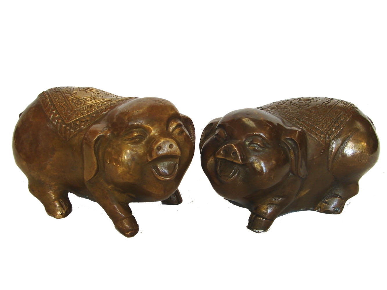 Pair of Big Brass Metal Copper Pig Statues - Walmart.com