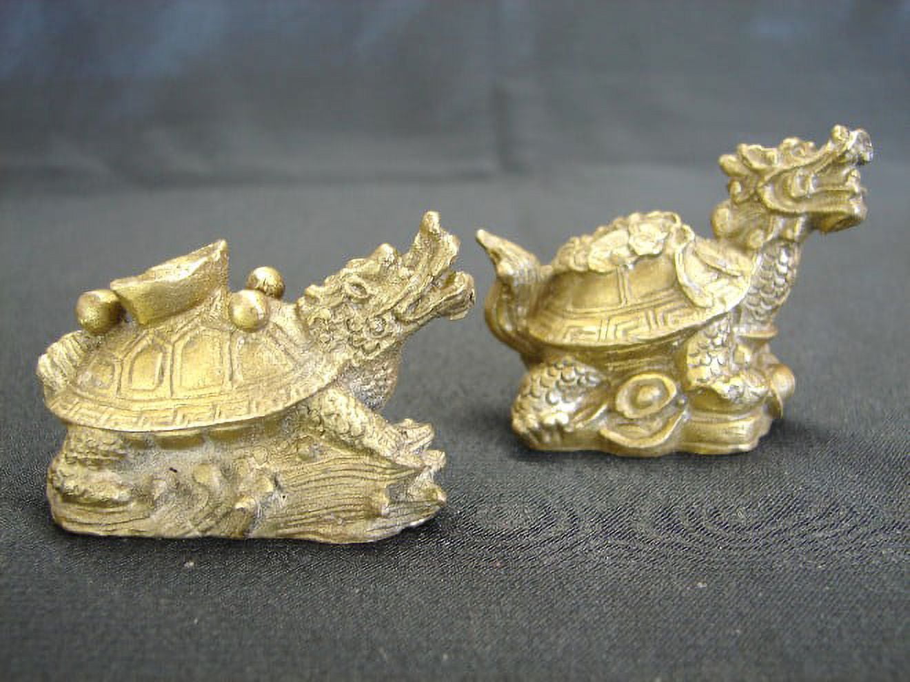 Pair of Brass Metal Dragon Tortoises by Feng Shui Import LLC - Walmart.com