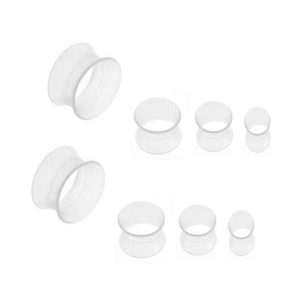 Pair of Clear Ear tunnel Flexible, Hypoallergenic, Multiple Gauges ...