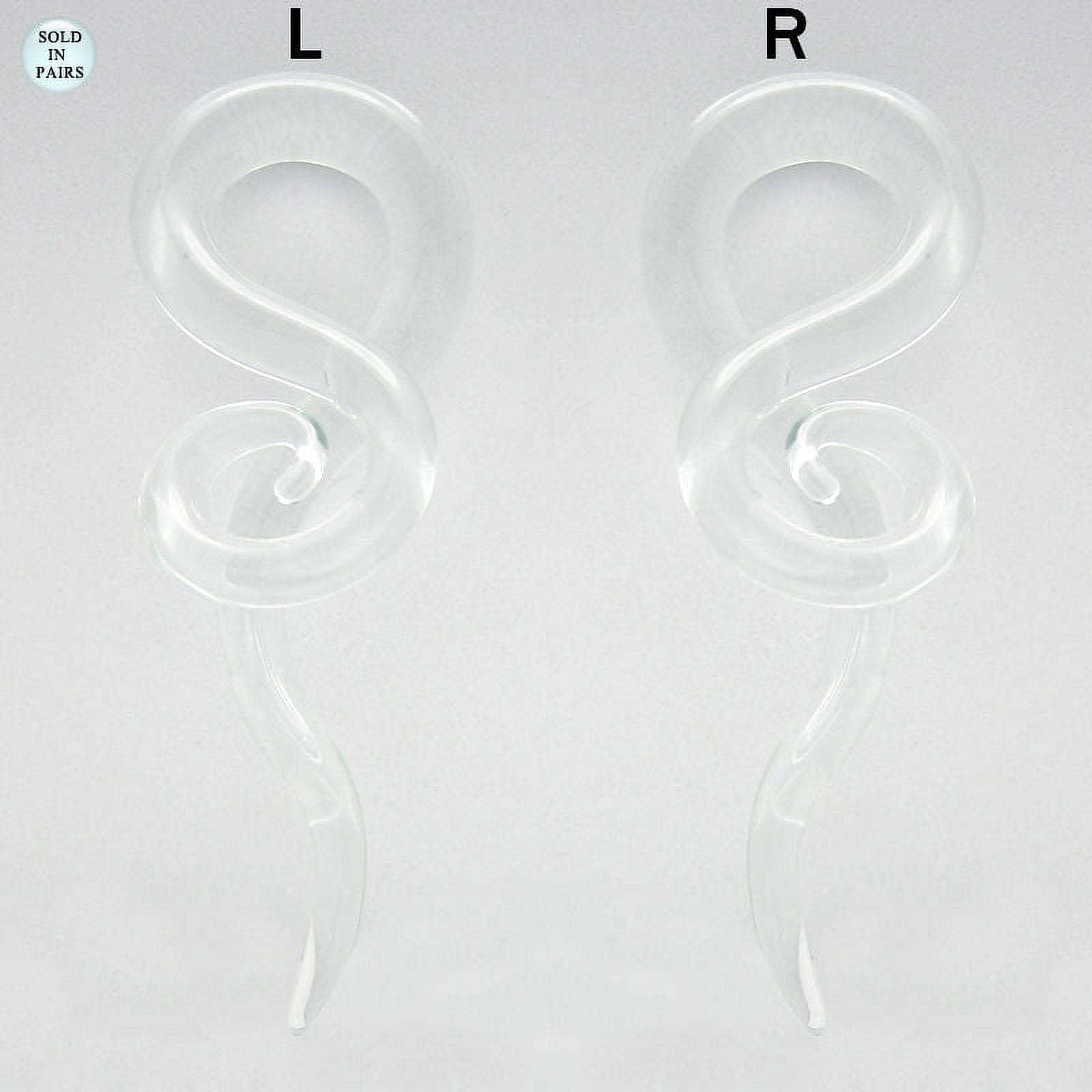 Pair of Clear Glass Tapers 0G-6G Single Twist Clear Pyrex with Spiral ...