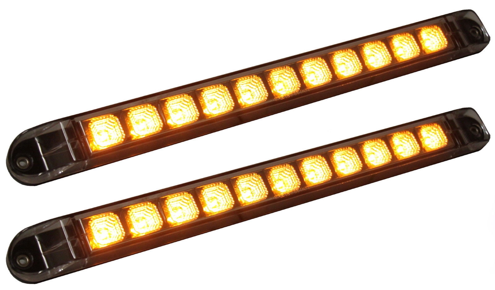 Pair of Clear Lens Amber LED 17" Identification Light Bars / Emergency ...