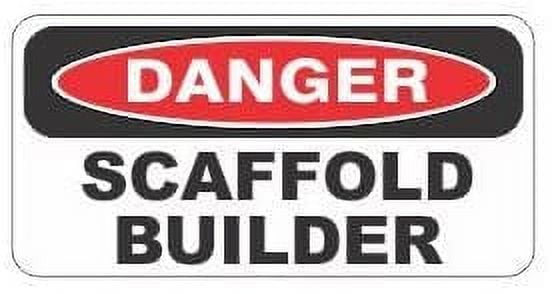 Pair of Danger scaffold builder funny hard hat/helmet stickers ...