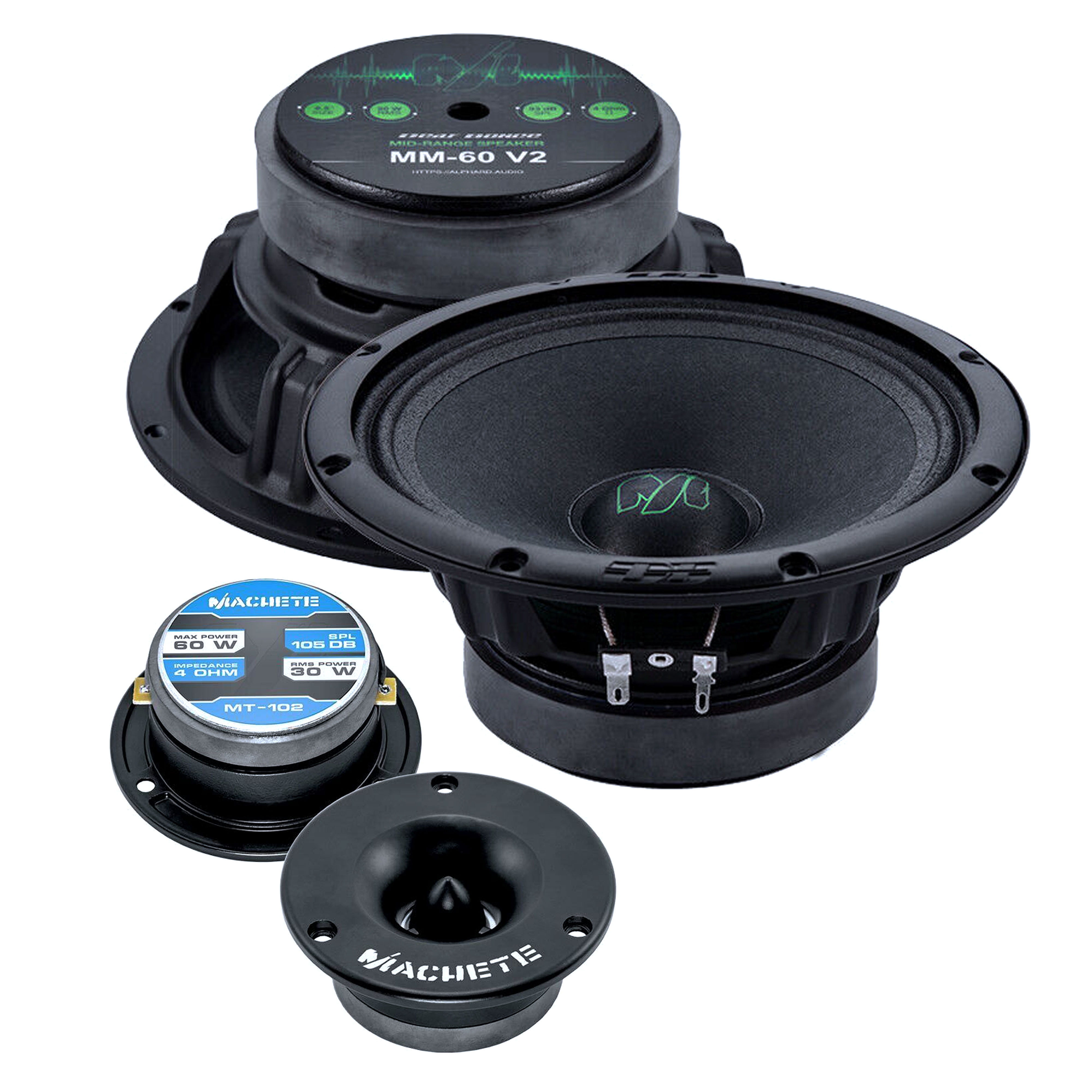 Deaf Bonce CAR 6.5" Mid Range Speakers, 180 Watts, 4 Ohm MM-60 V2, 1 ...