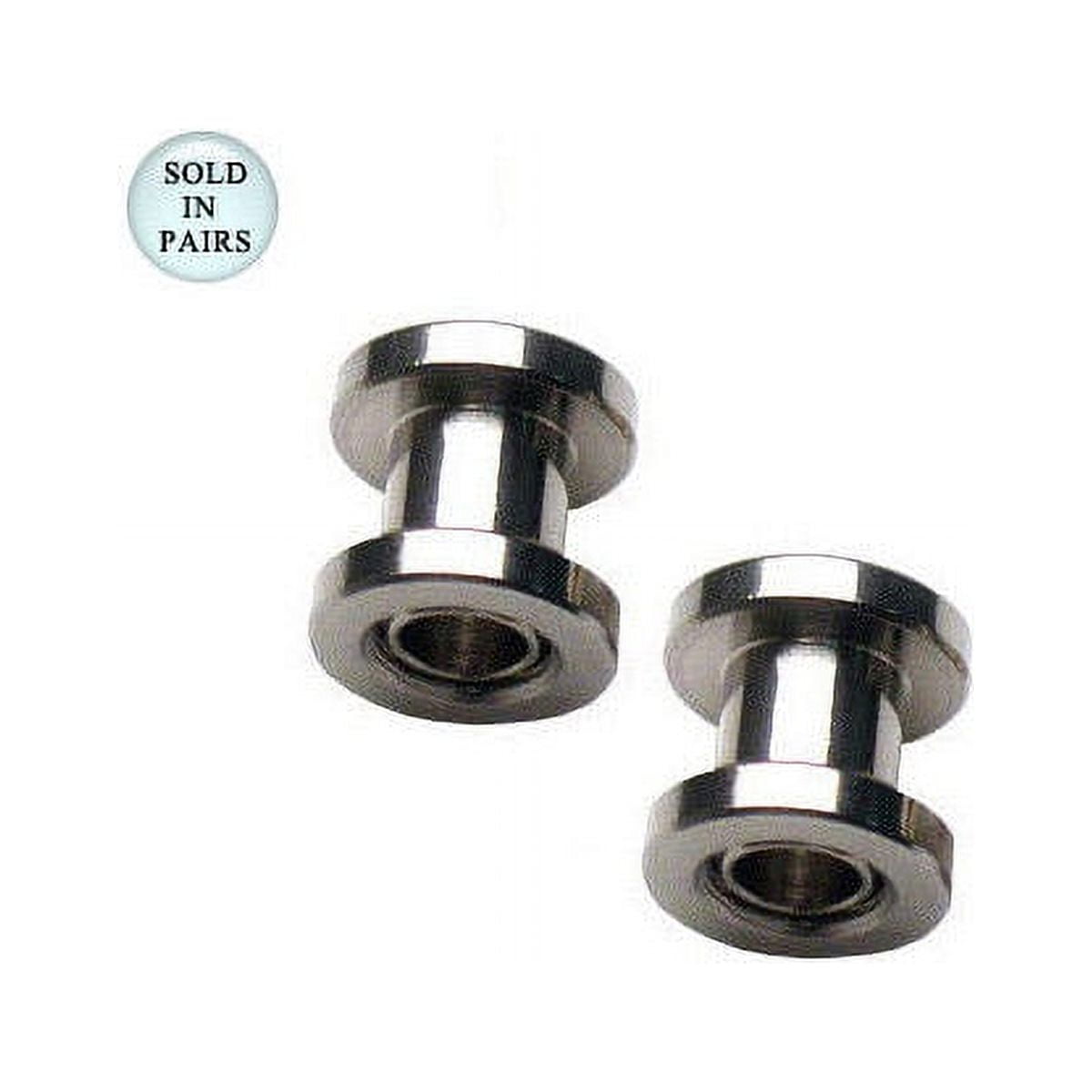 Pair of Double Flared Surgical Steel Ear Plugs Eyelet - 10 Gauge to 00G ...