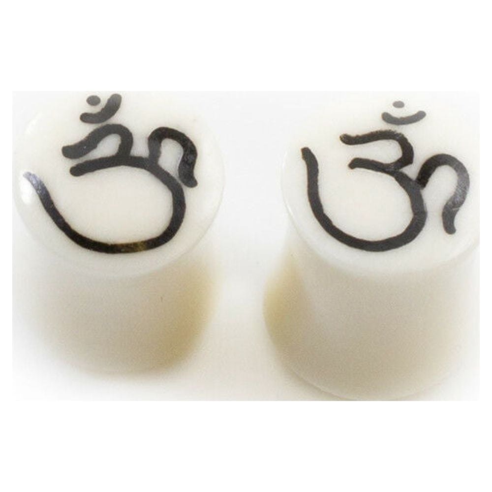 Pair of Ear Plugs made of Organic Horn Bone with Om Symbol Design ...