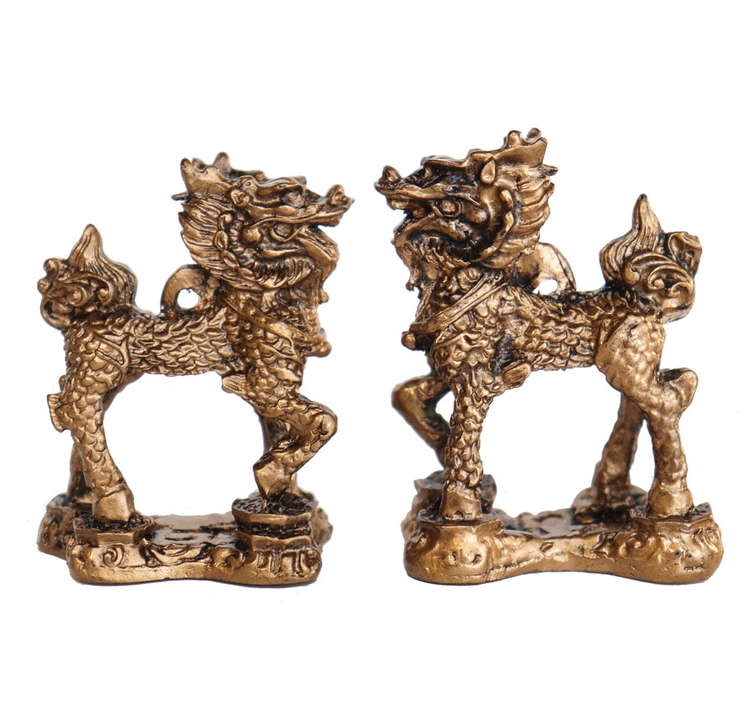 Pair of Feng Shui Chi Lin, Chinese Dragon Horses - Walmart.com