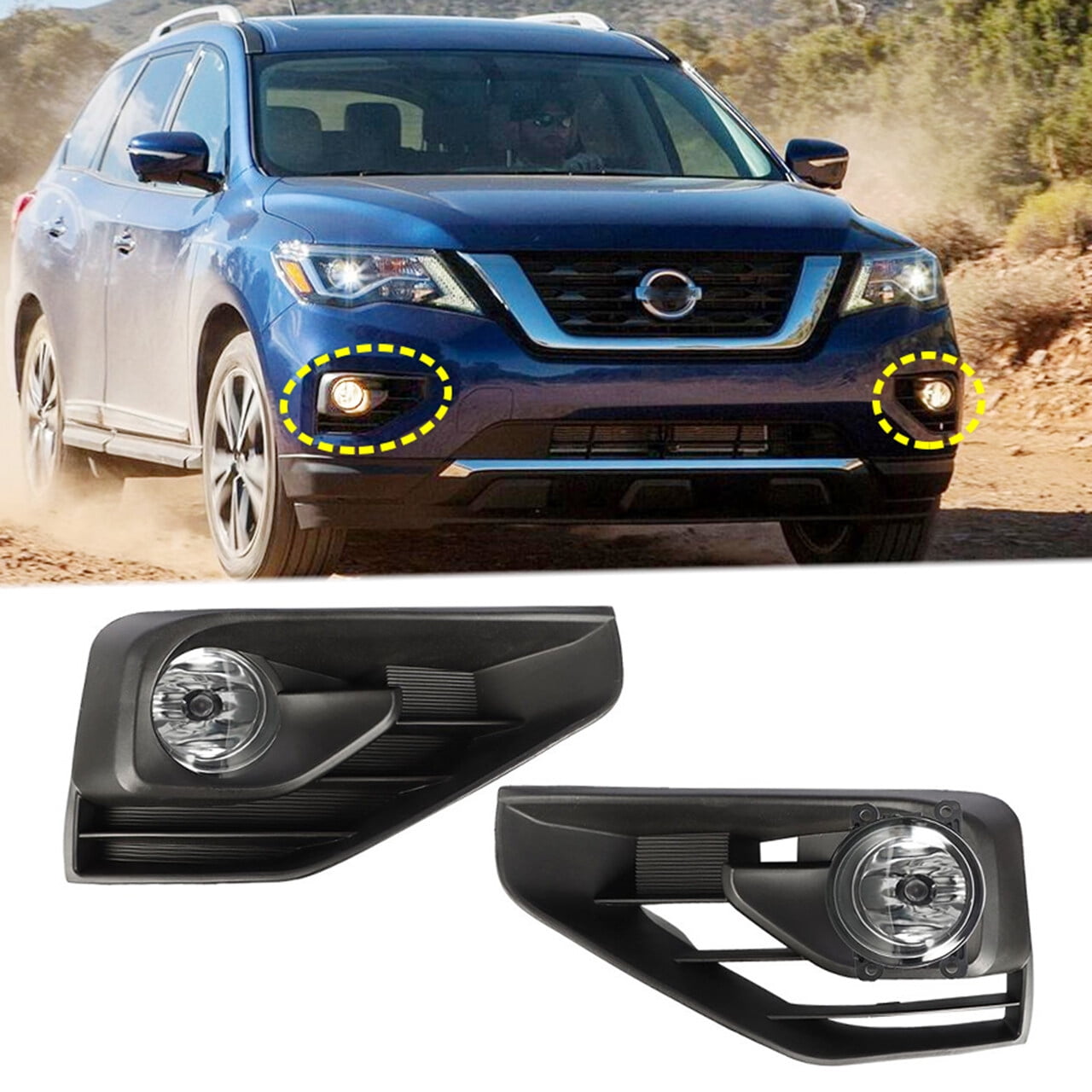 Pair of Fog Light Lamps Kit Fit for Nissan Pathfinder 2017-2019 ...
