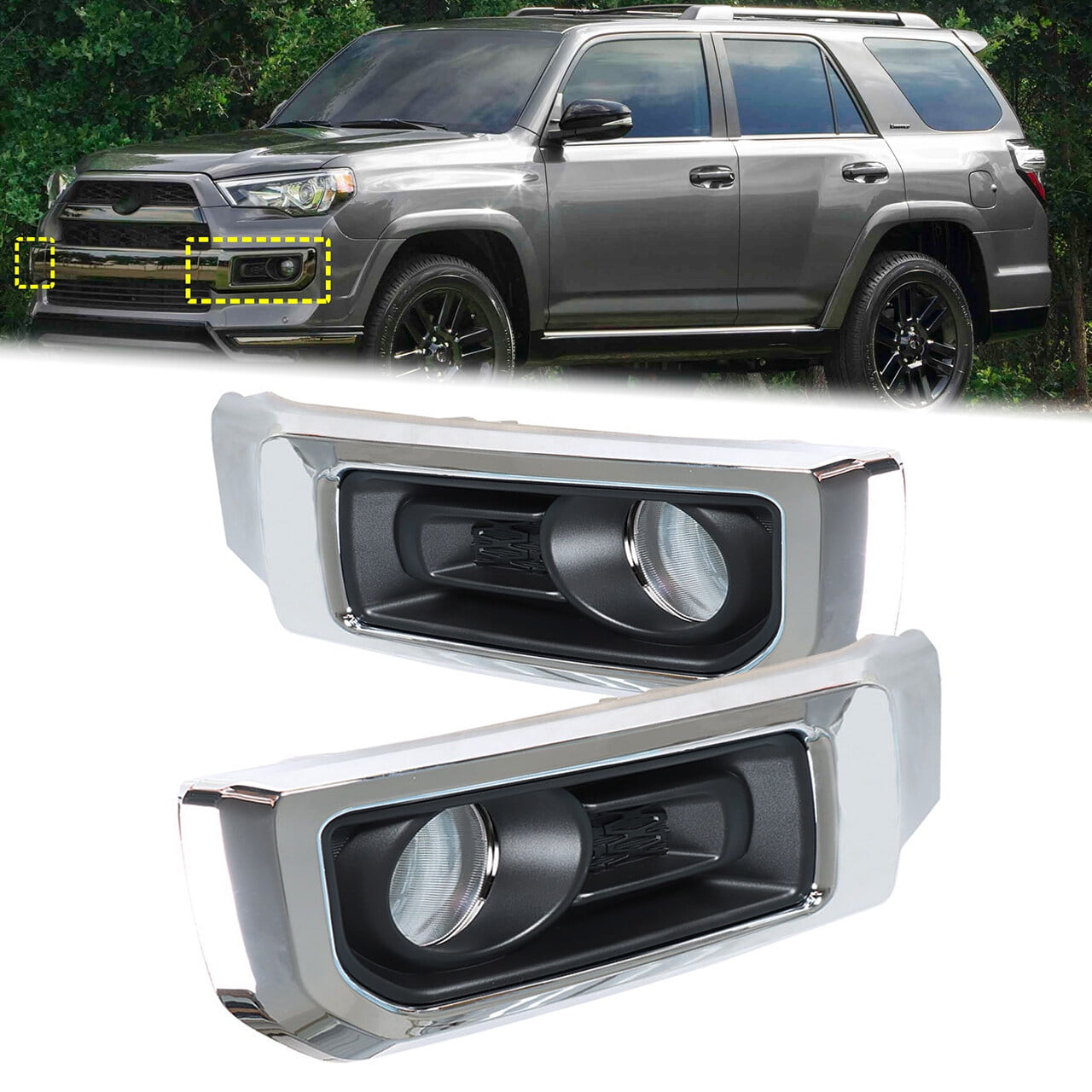 Pair of Fog Light Lamps Kit Fit for Toyota 4Runner 2014-2021 - Walmart.com