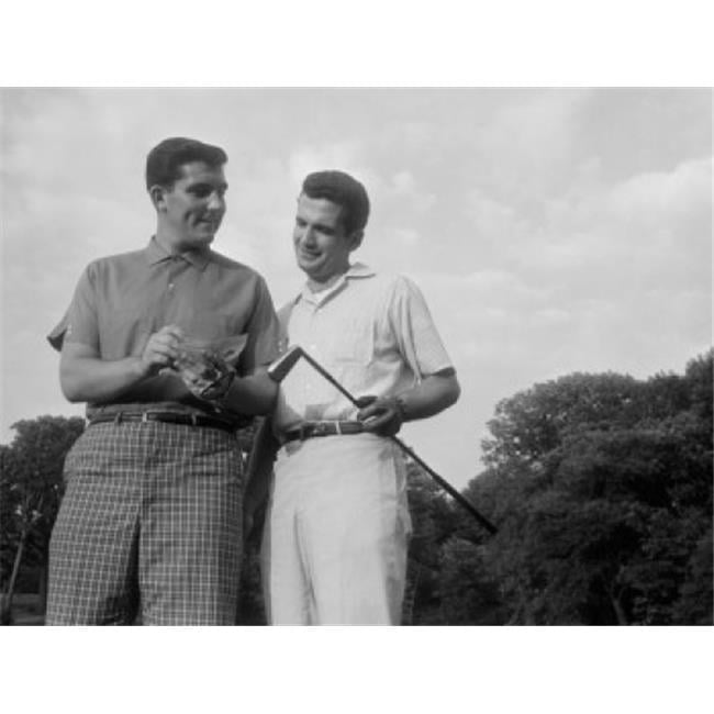 Pair of Male Golfers Checking Score Poster Print - 18 x 24 in ...