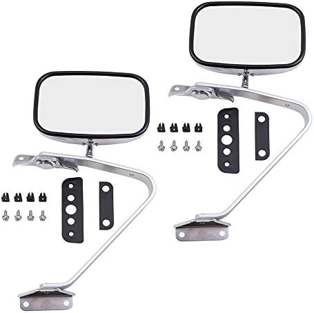 Pair of Manual Side View Chrome Mirrors with Metal Housing Replacement ...