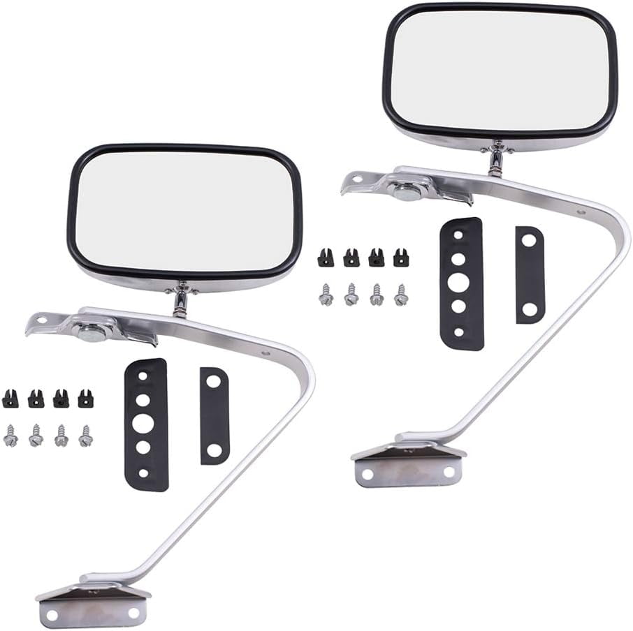 Pair of Manual Side View Chrome Mirrors with Metal Housing Replacement ...