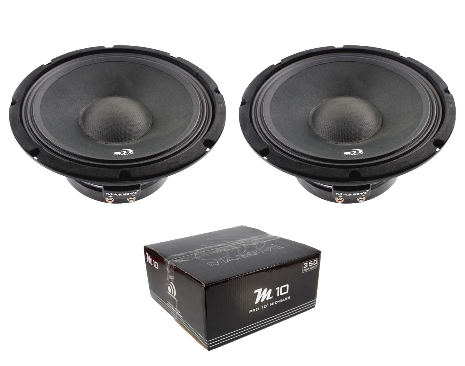 Pair of Massive Audio M Series M10 Pro 10" 350W 8 Ohm Mid-Bass Speaker ...