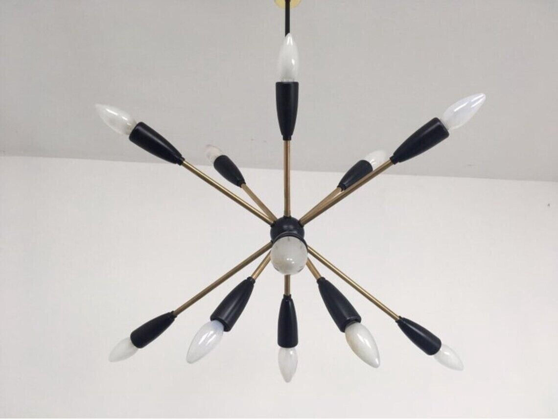 Pair of Mid Century Style Sputnik Chandelier, Black Painted Home ...