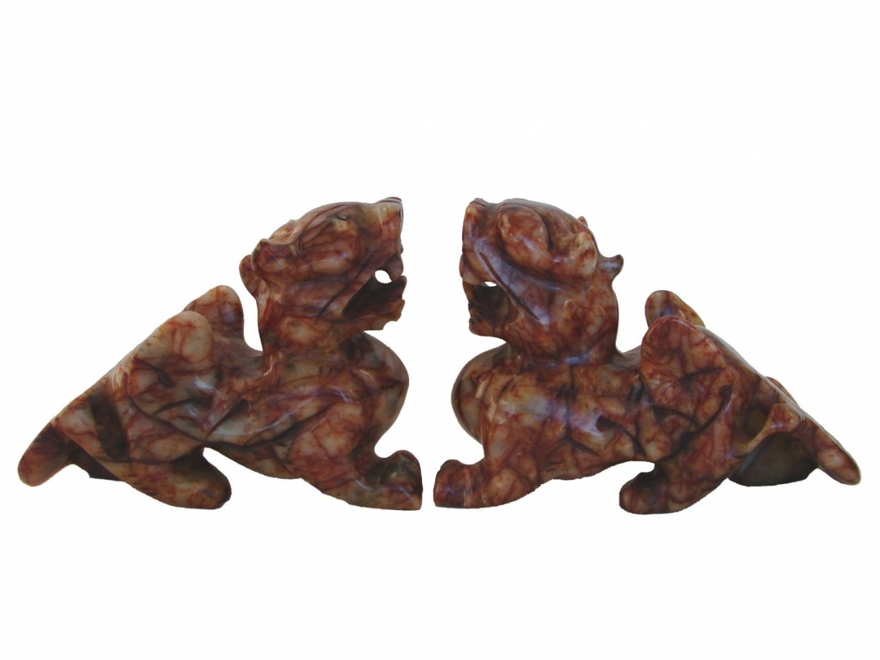 Pair of Natural Stone Pi Yao Statue Enhances - Walmart.com