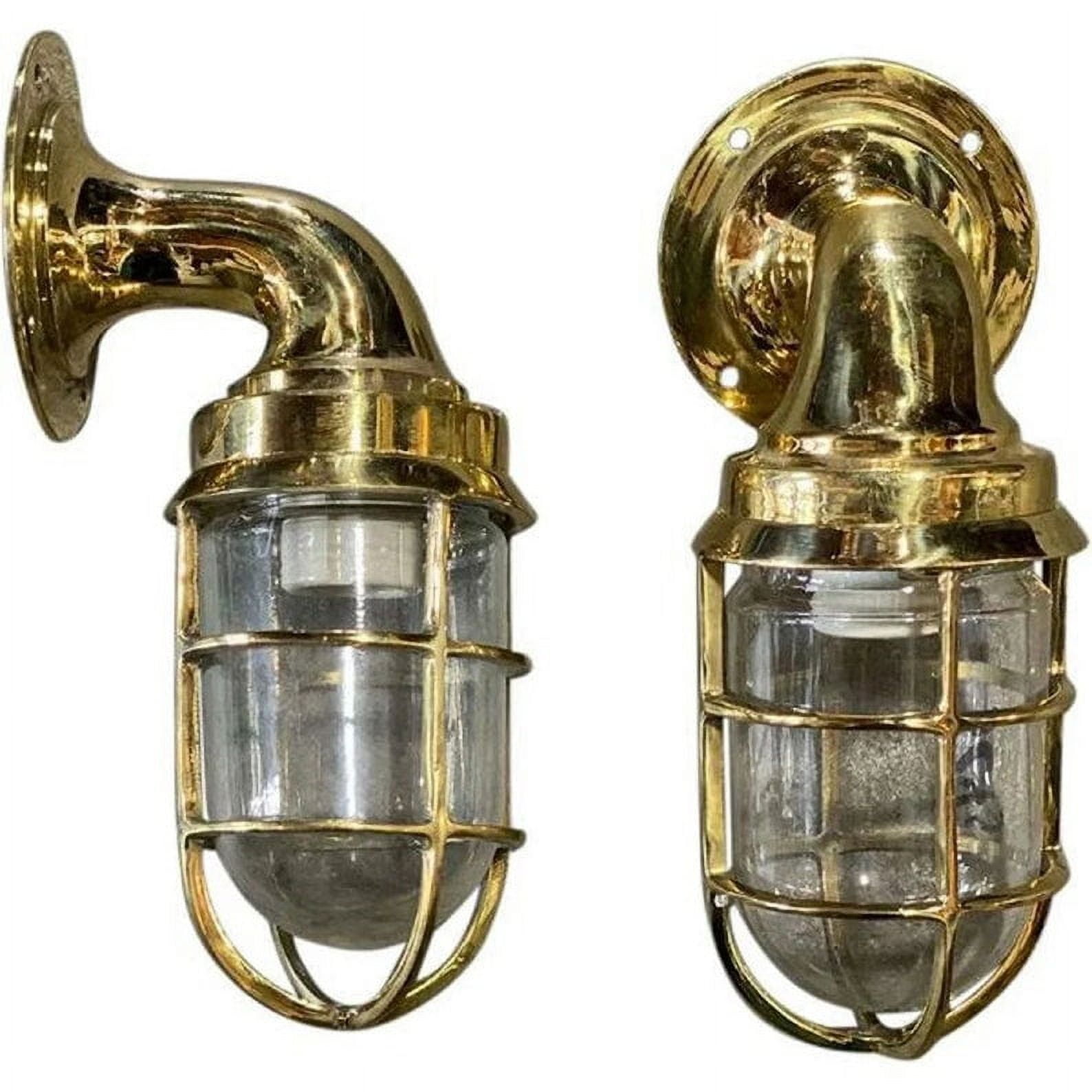 Pair of Nautical Marine Antique Swan Neck Brass Wall Sconce Light ...