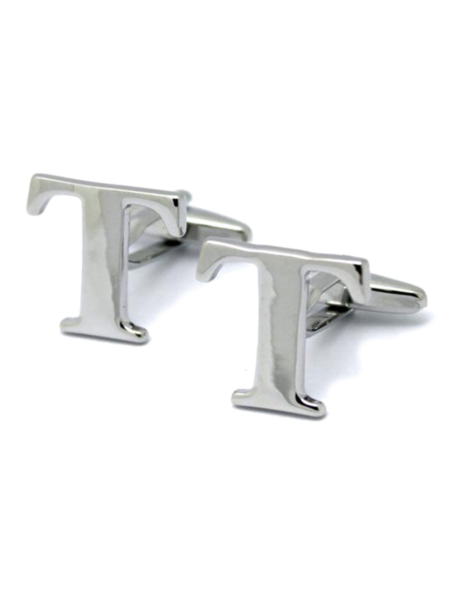 Pair of Personalized Silver Tone Initial Cufflinks - English Alphabet ...