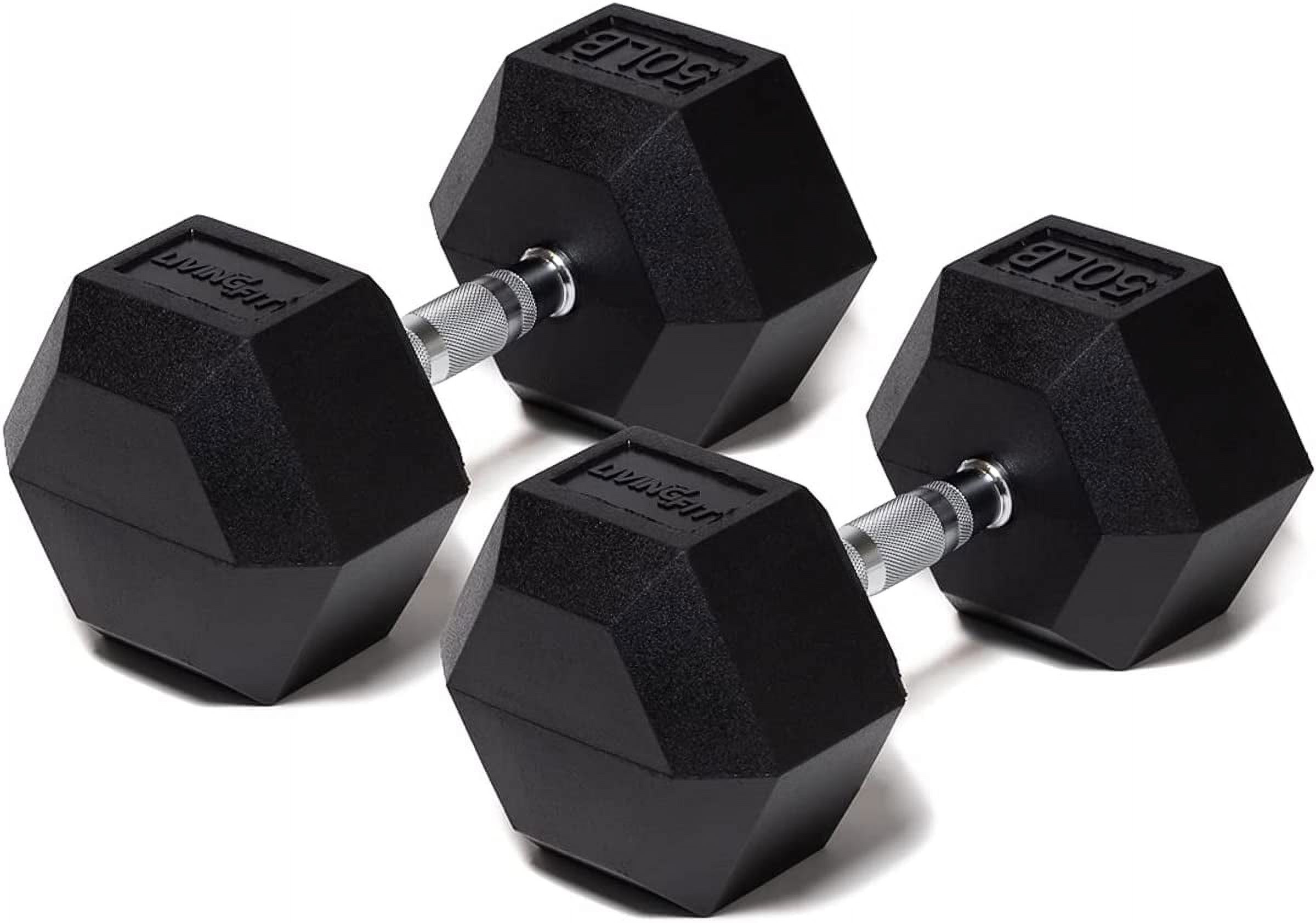 Pair of Rubber Encased Exercise & Fitness Hex Dumbbell Hand Weights ...