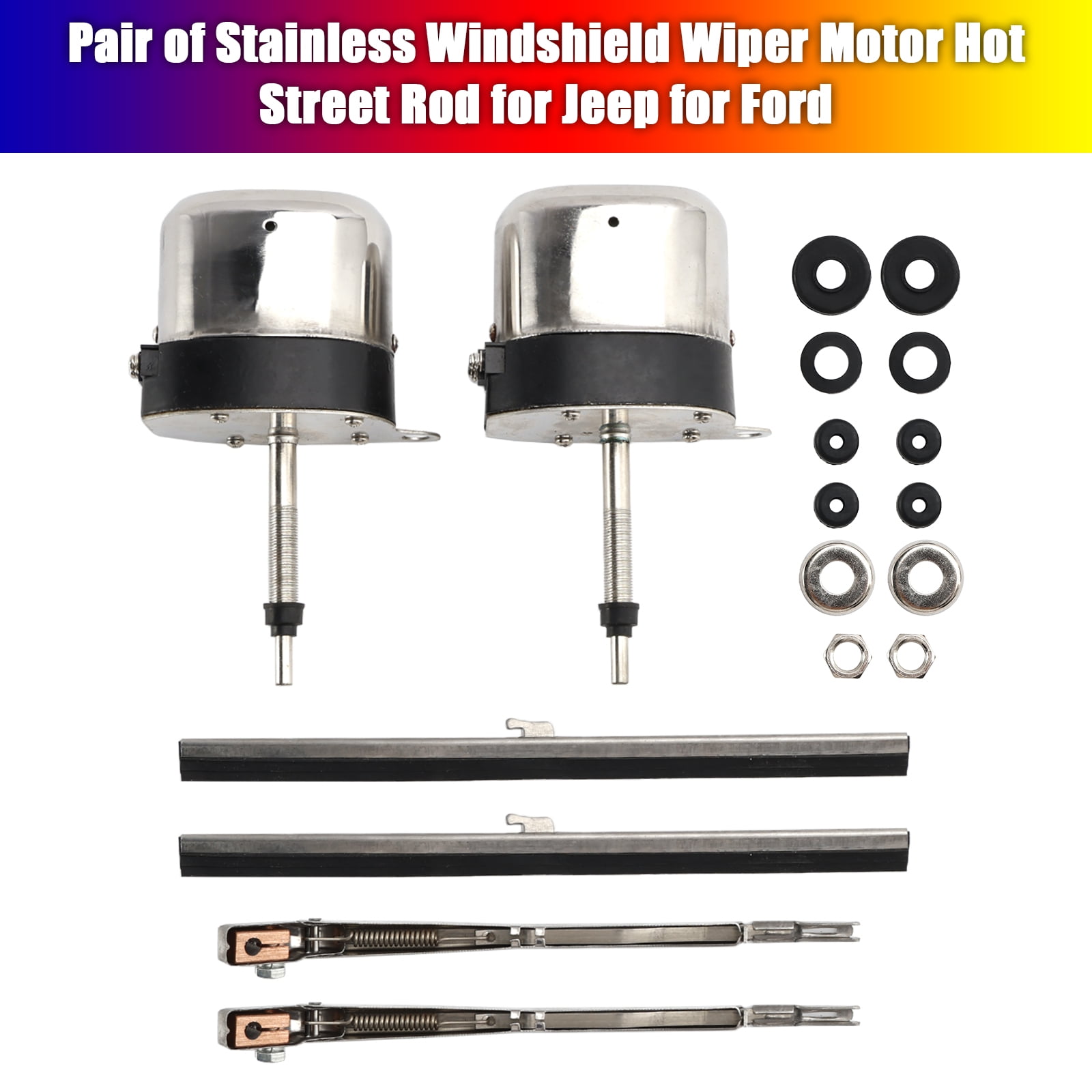 Pair of Stainless Windshield Wiper Motor Hot Street Rod for Jeep for ...