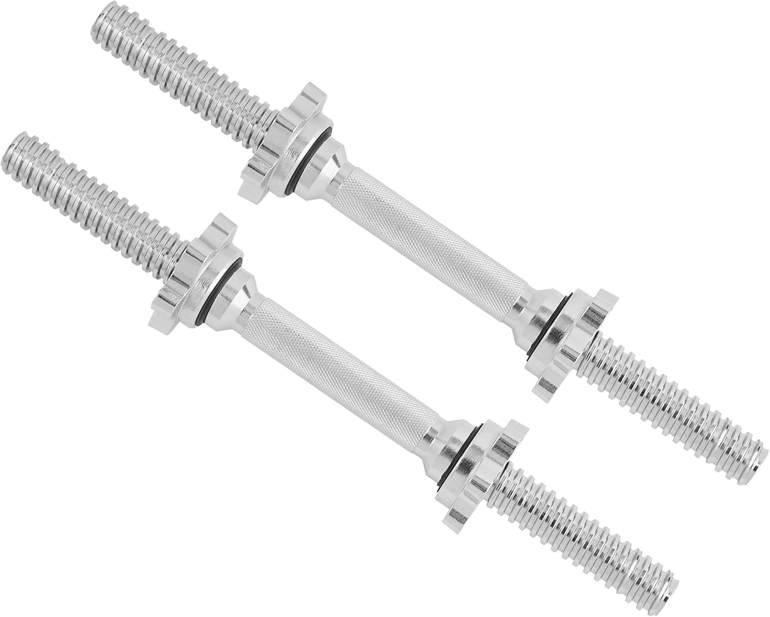 Pair of Threaded Dumbbell Handles 14/16/18/24 inch, Chrome/Rubber Grip ...