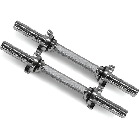 Pair of Threaded Dumbbell Handles 14/16/18/24 inch, Chrome/Rubber Grip ...
