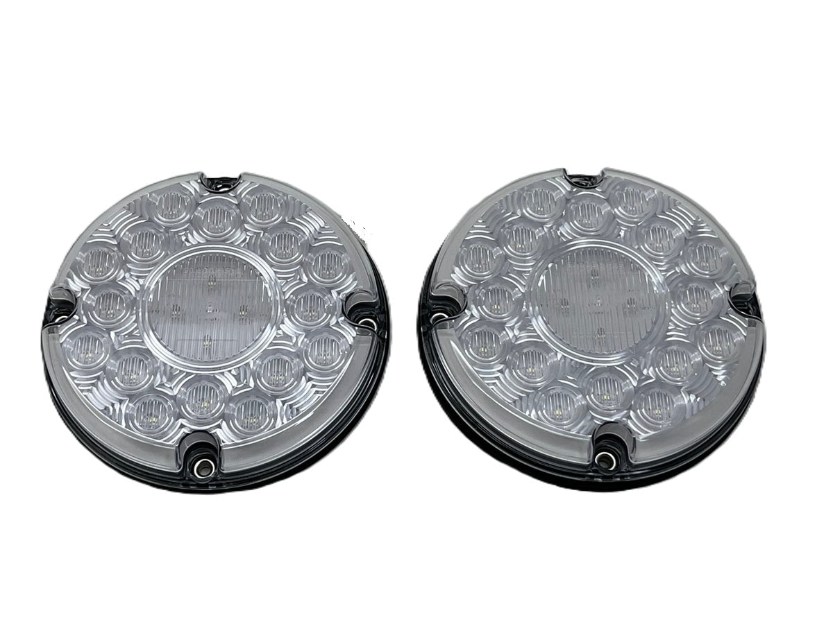 Pair of White 20 LED 7" Round Bus Truck Semi Van Reverse Back Up Lights ...