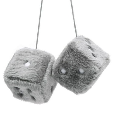 Zento Deals Pair of Hanging White with Black Dots Fuzzy Dices Nostalgic ...