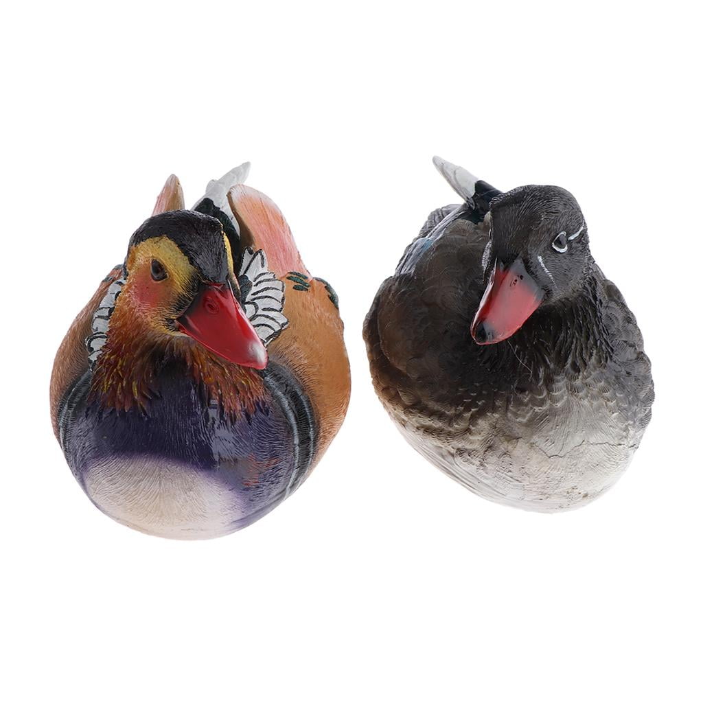 Pairs Resin Mandarin Duck Statues Artificial Floating Duck F/ Home Pool ...