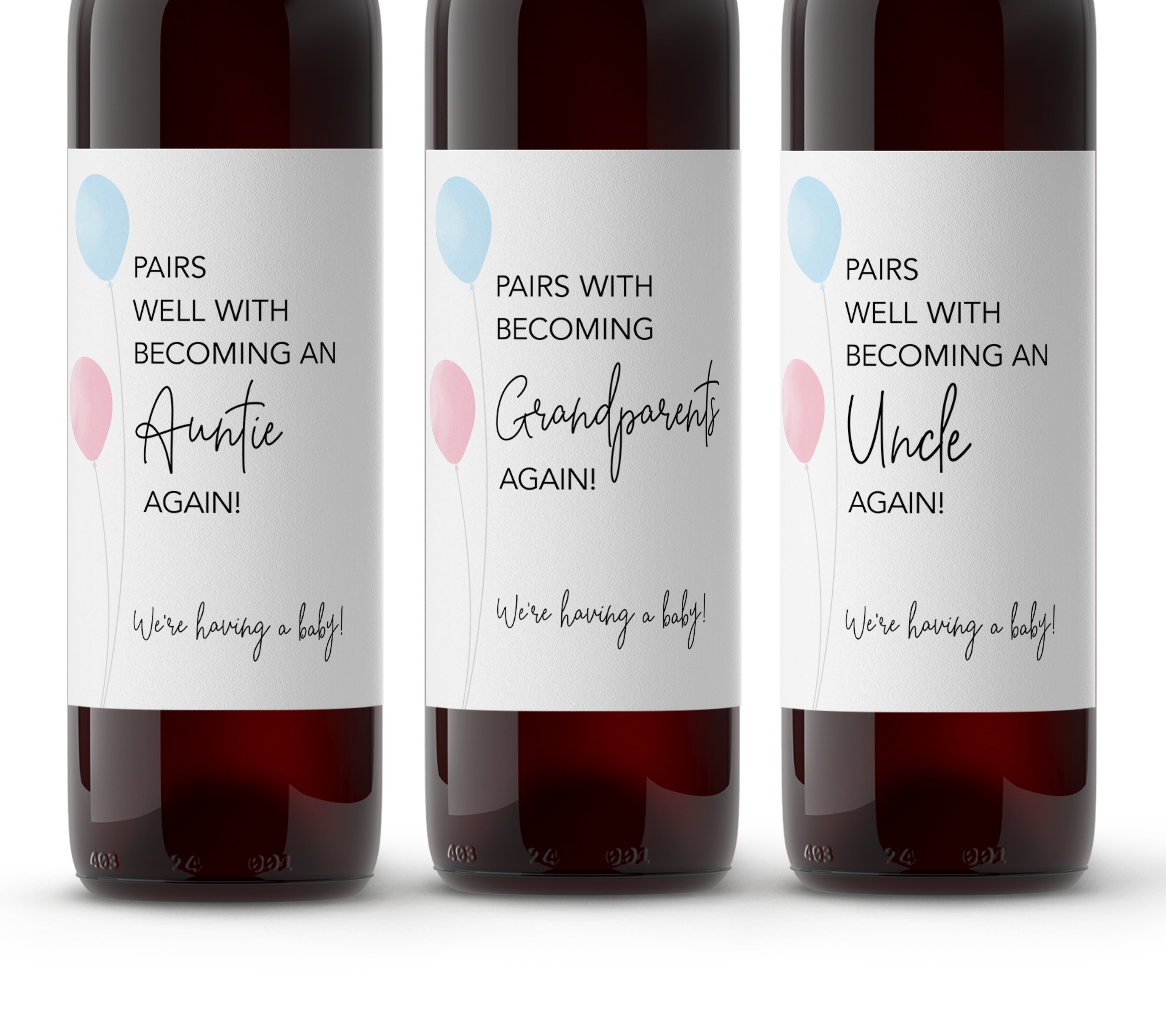 Pairs Well With Becoming Grandparents Auntie Uncle AGAIN SET of 6 ...