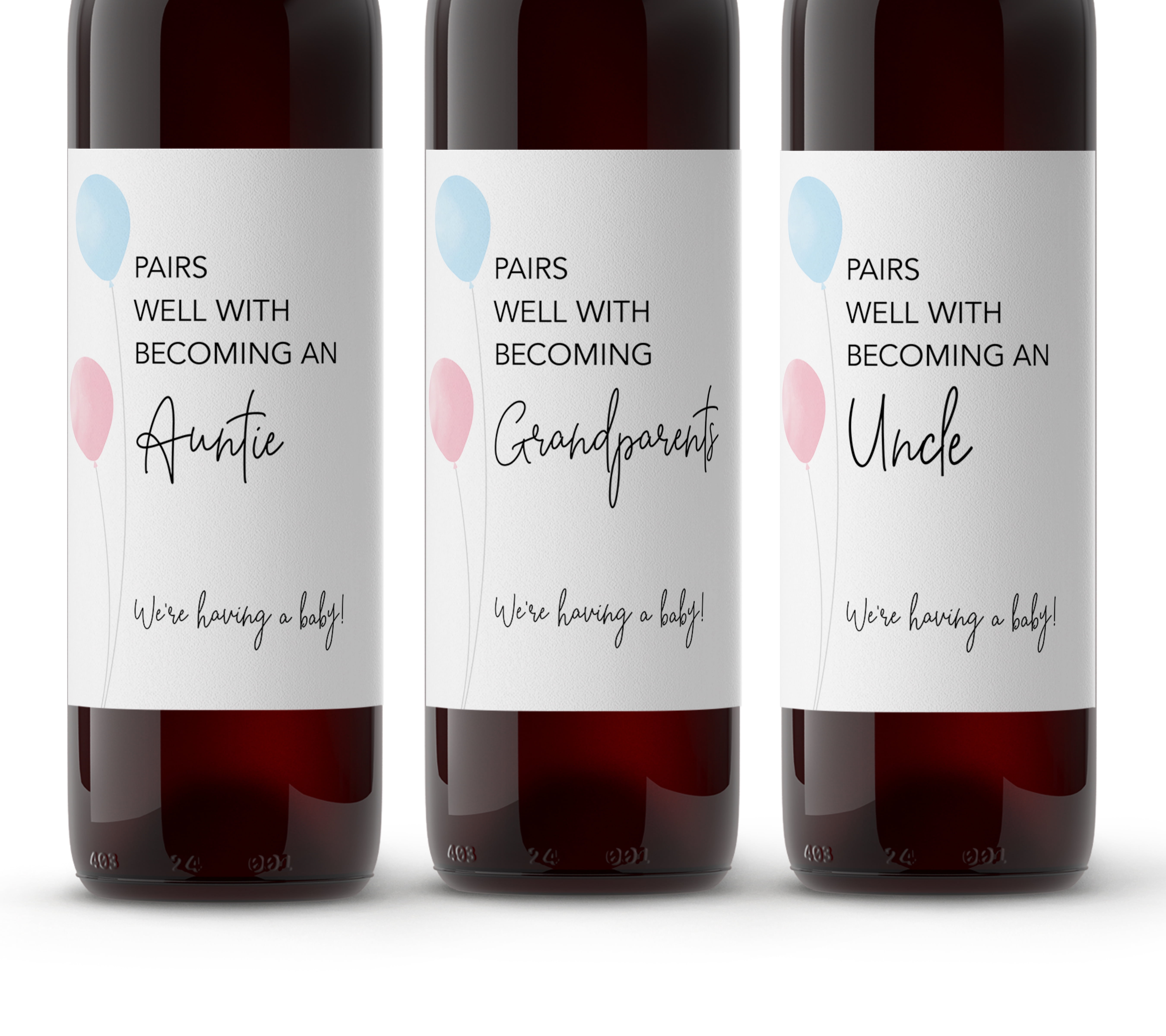 Pairs Well With Becoming Grandparents Auntie Uncle SET of 6 GENDER ...
