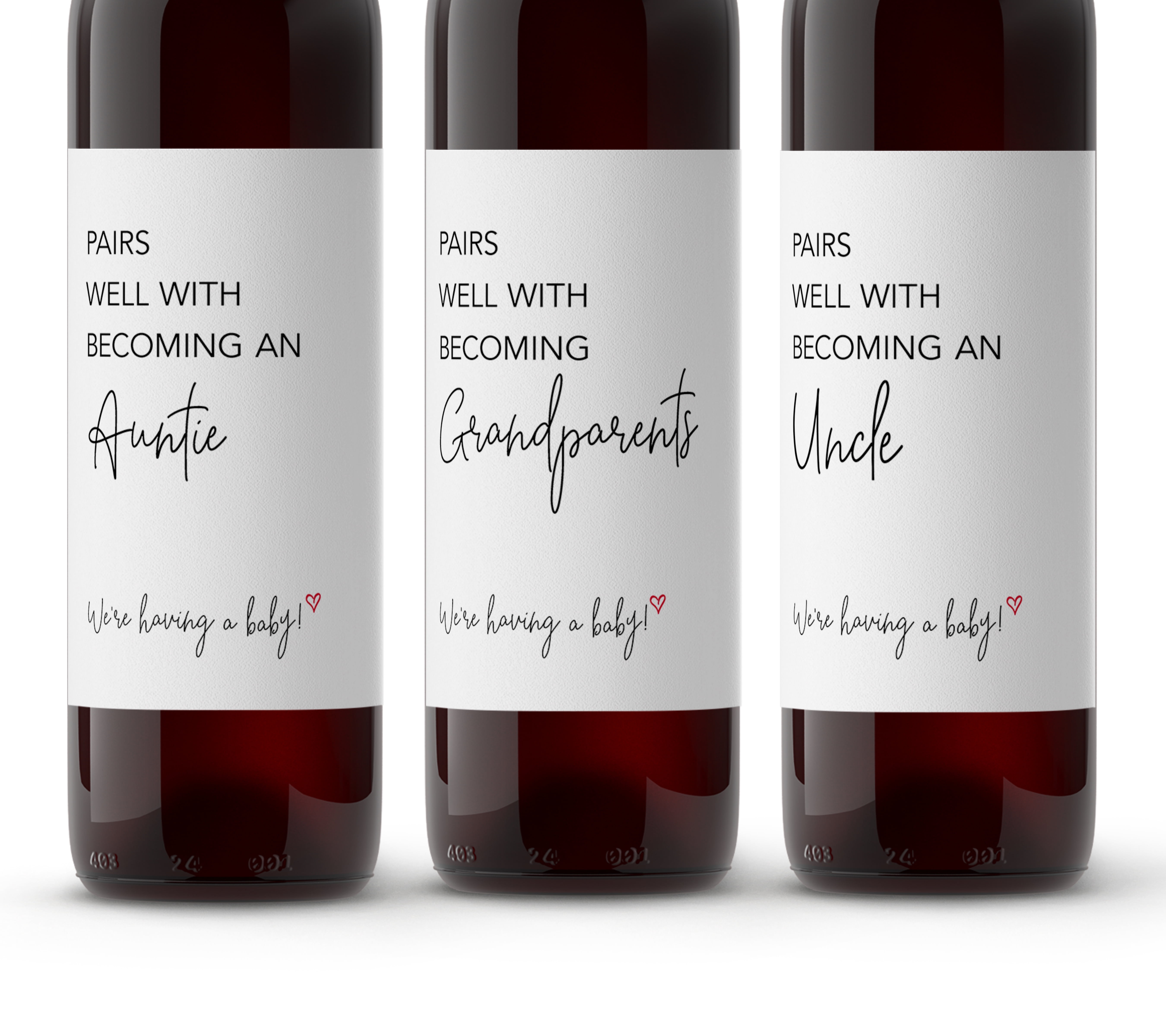 Pairs Well With Becoming Grandparents Auntie Uncle SET of 6 GENDER ...