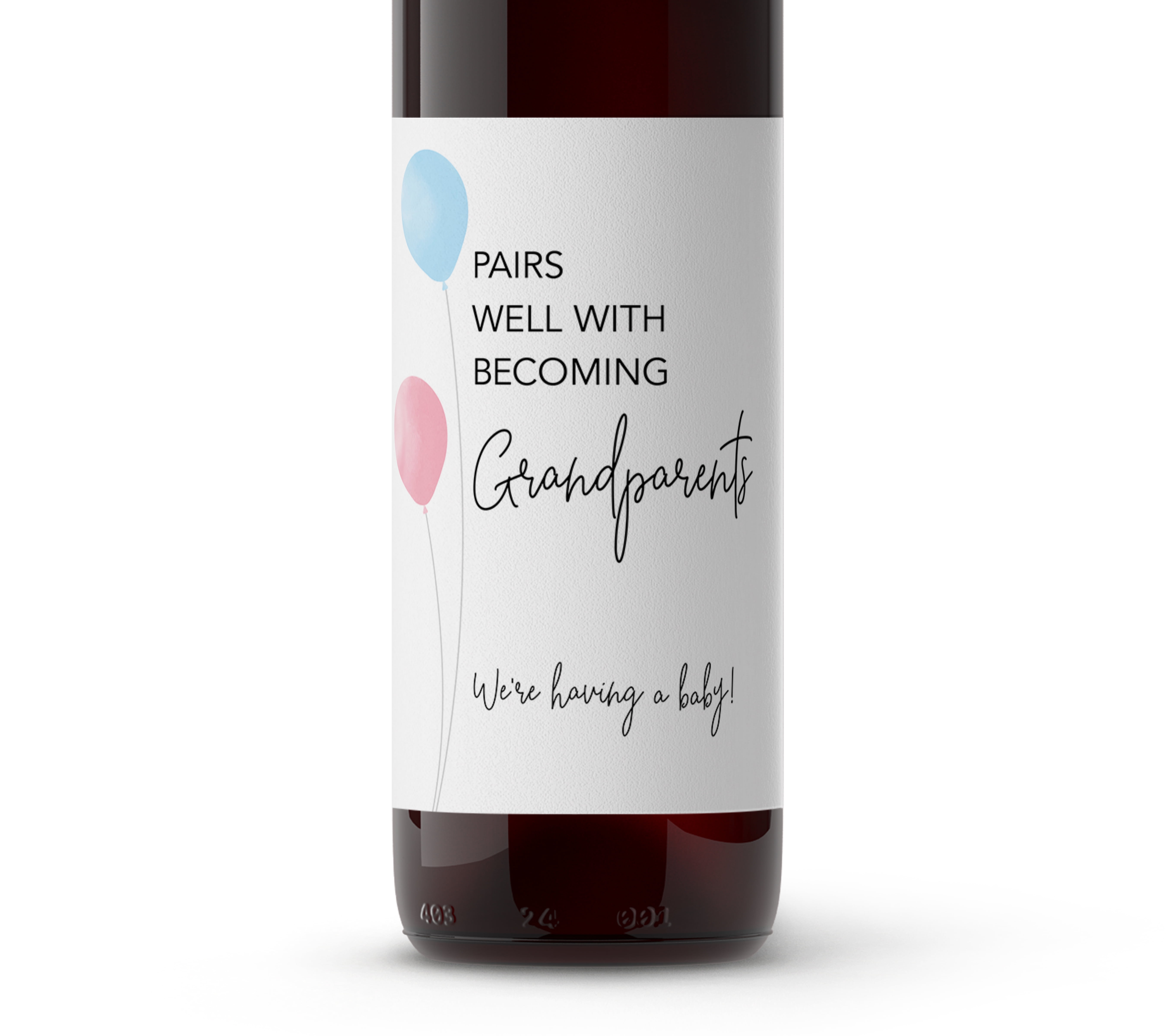 Pairs Well With Becoming Grandparents Wine Labels SET of 4 GENDER ...