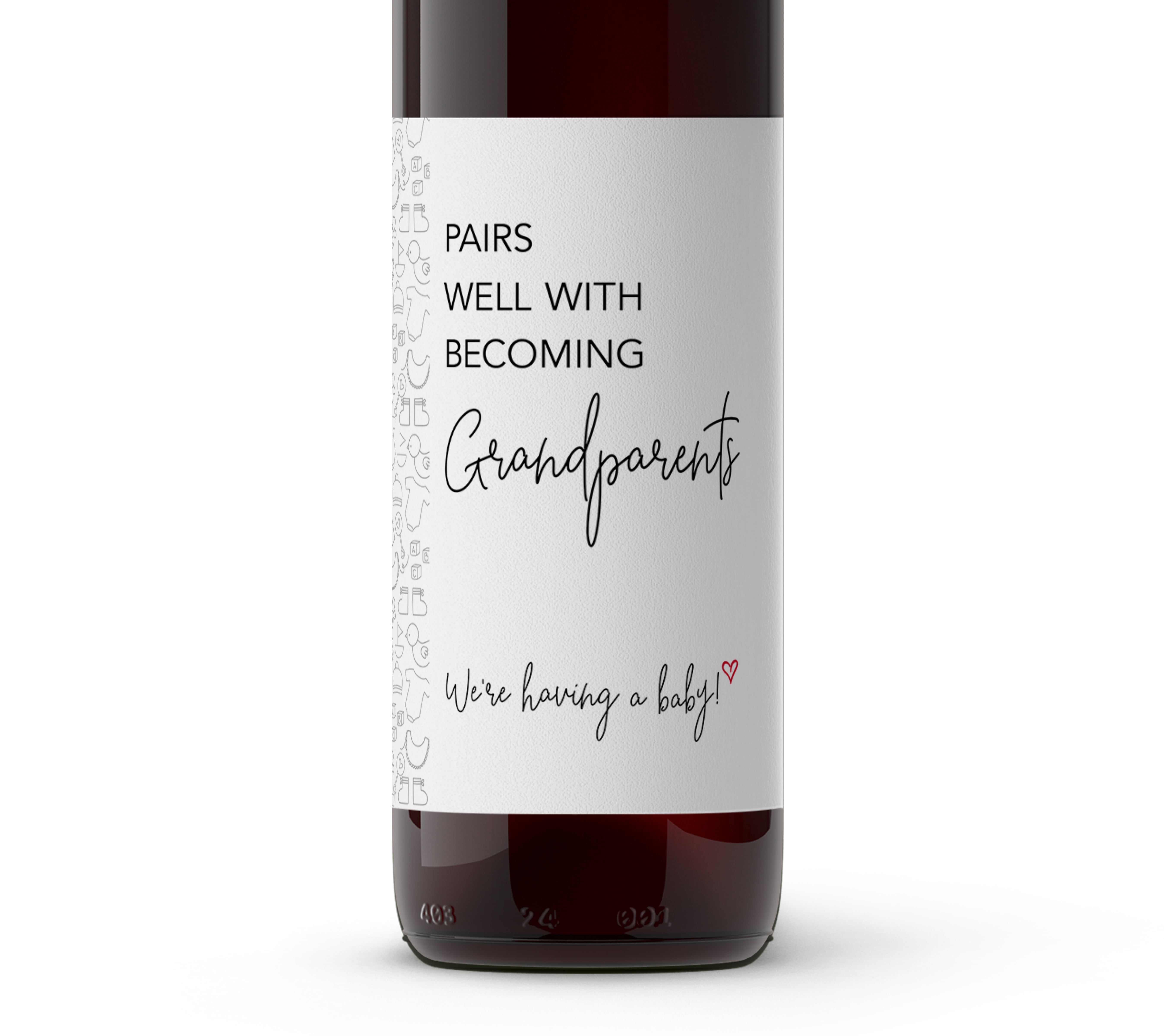 Pairs Well With Becoming Grandparents Wine Labels SET of 4 Second Baby ...