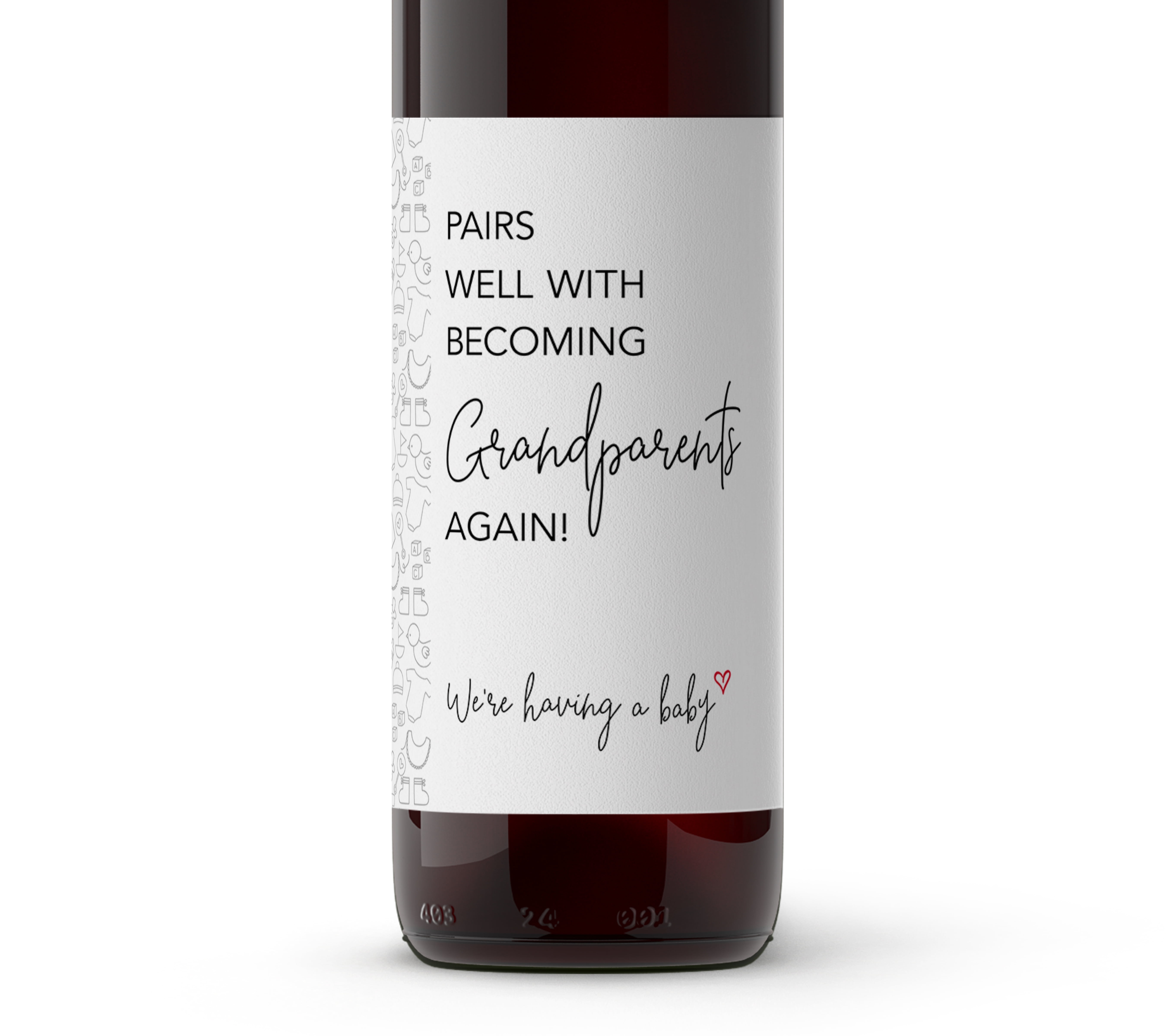 Pairs Well With Becoming Grandparents again Wine Labels SET of 4 Second ...