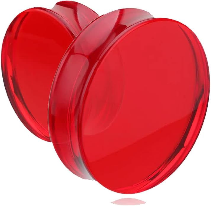 Pairs of 28MM LARGE Size Flat Face RED Acrylic Double Flare Plugs Ears ...