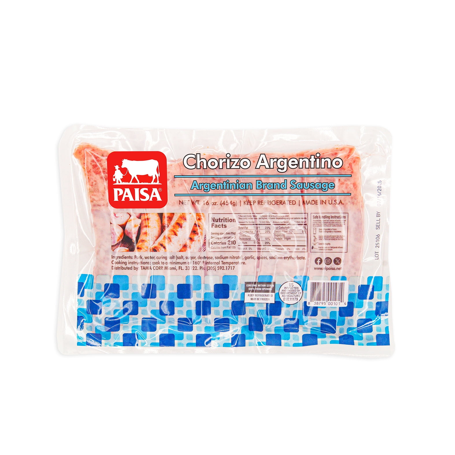 Paisa Argentino Chorizo, 16 OZ - Walmart.com