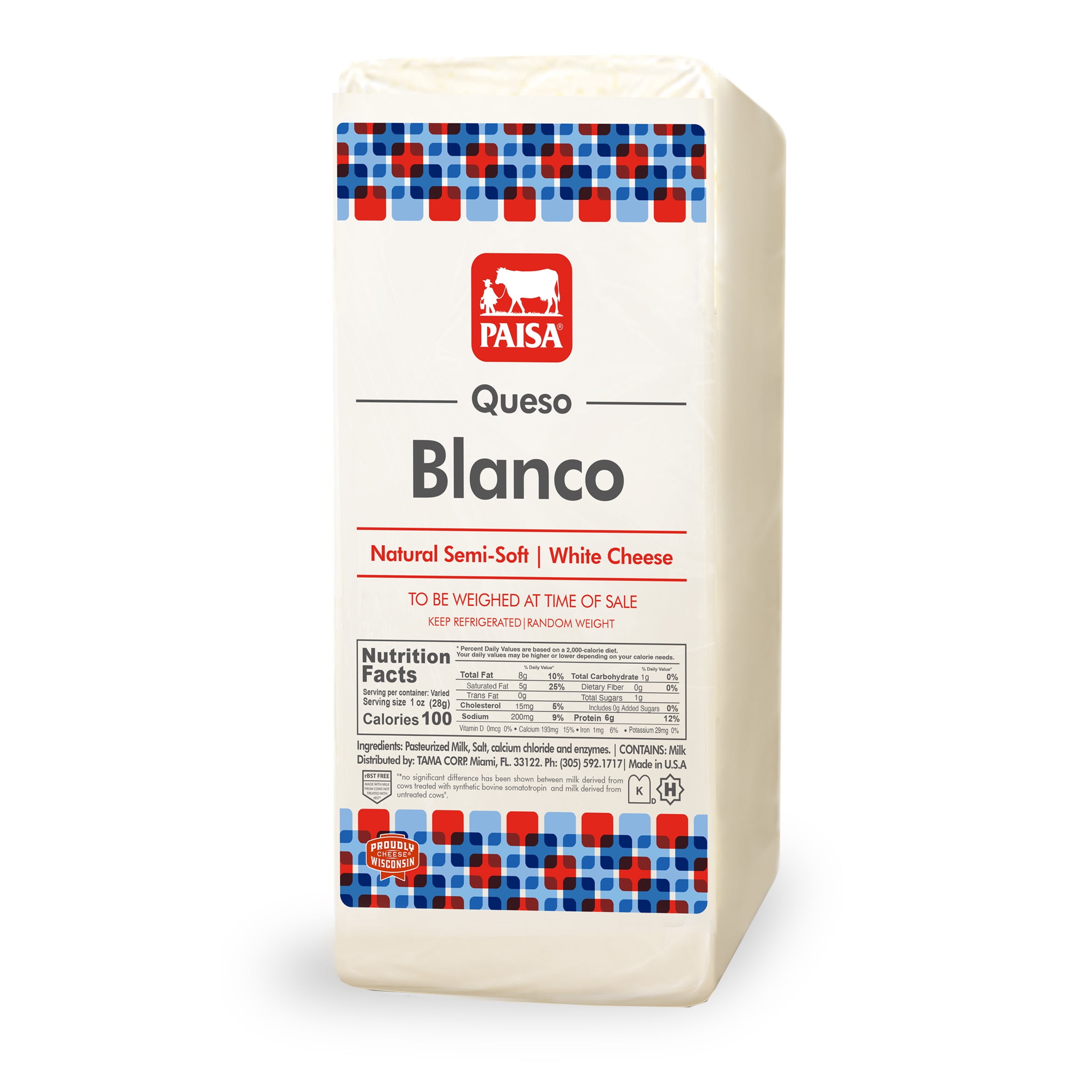 Paisa Queso Blanco, Deli Sliced refrigerated Ready to Eat - Walmart.com