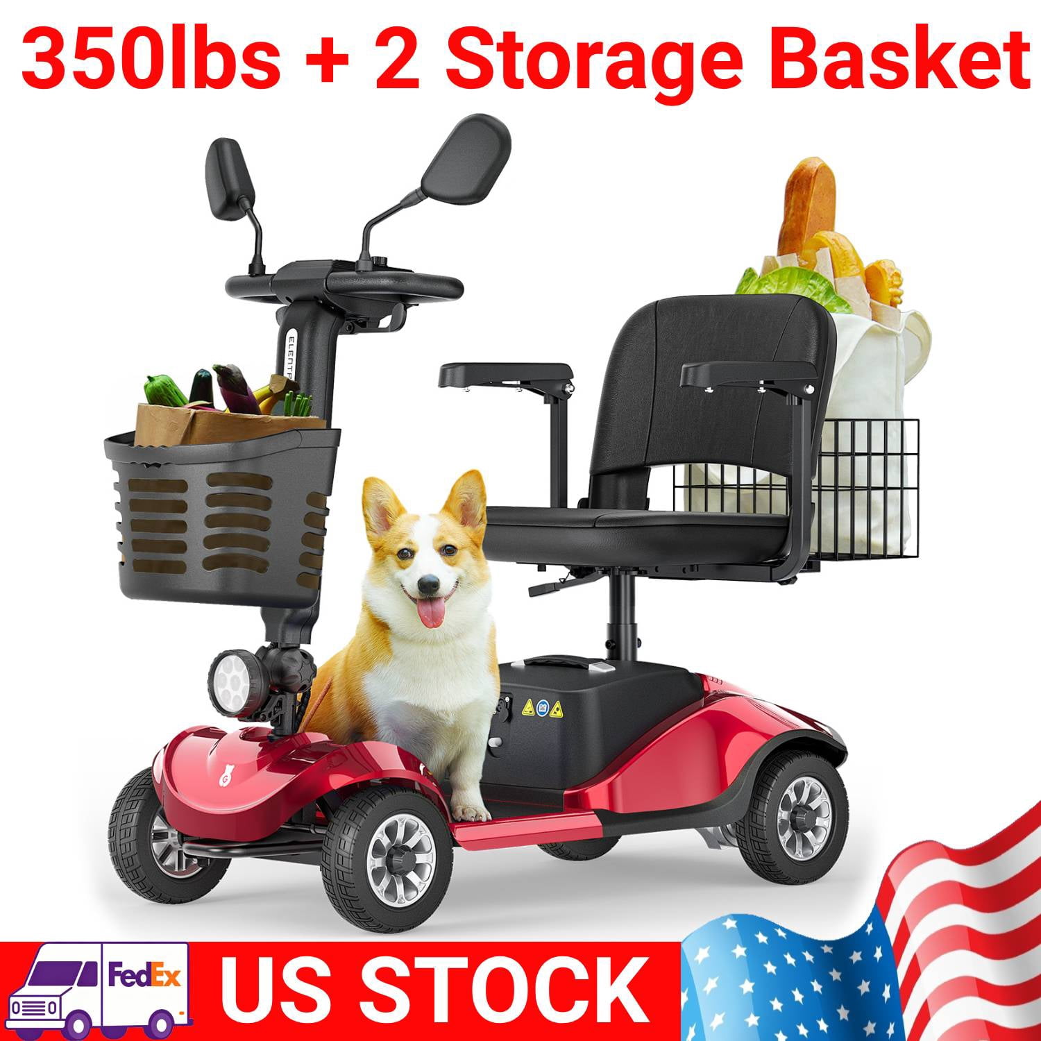 Paiseec Upgrade 4 Wheels Mobility Scooter with Removable Battery ...