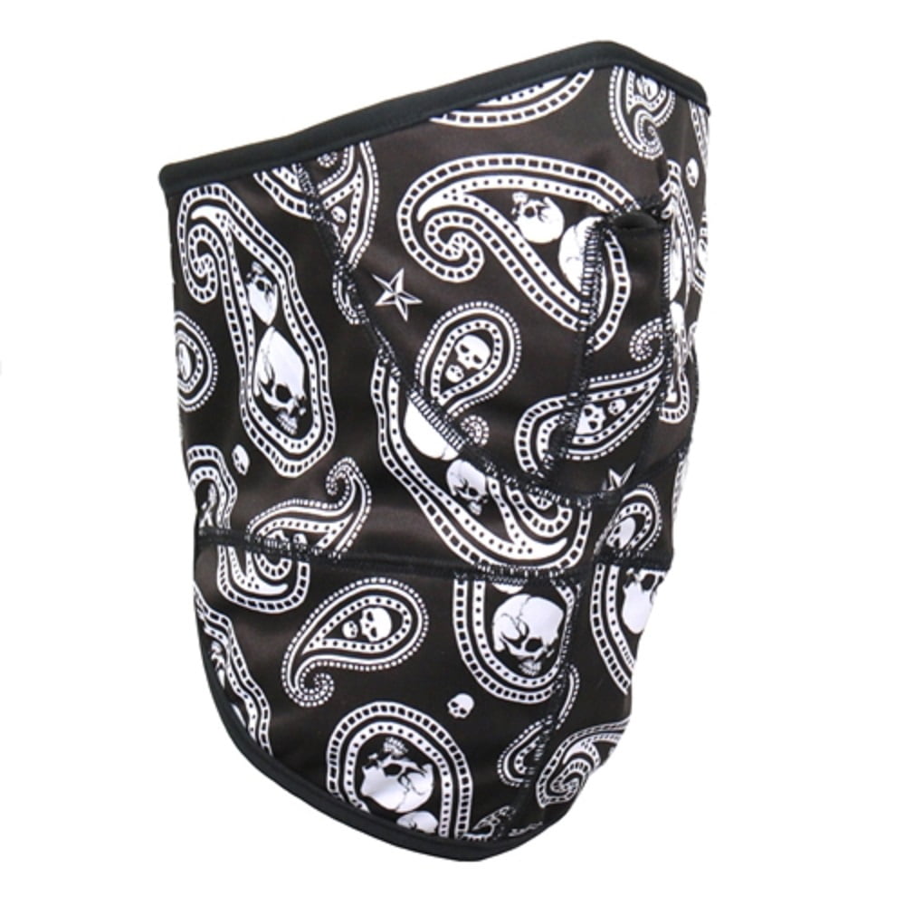 Paisely Skull Face Wrap - Hook & Loop Fastener Mesh Lined Soft Neck ...