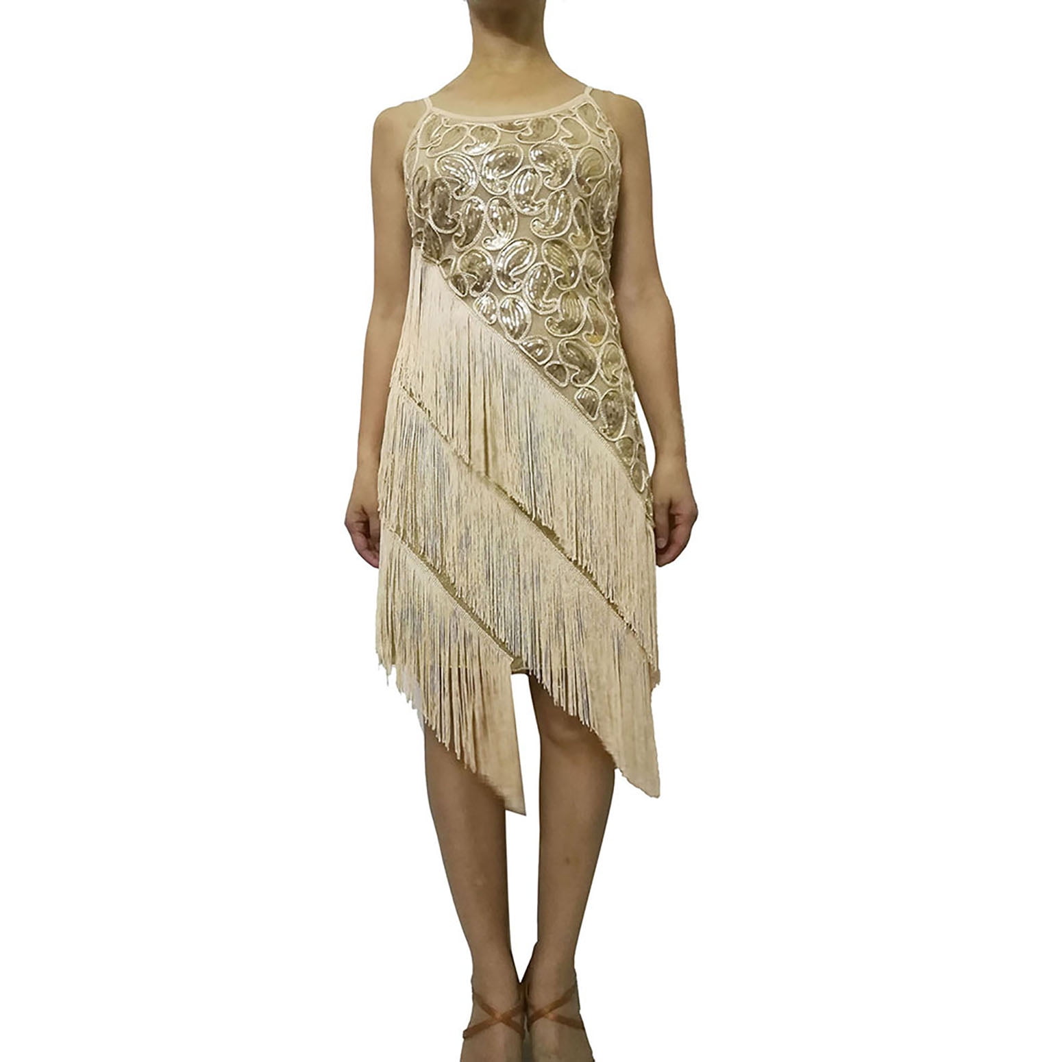 Paisley Art Deco Fringe 1920's Style Sequin Cocktail Party Dance Dress ...