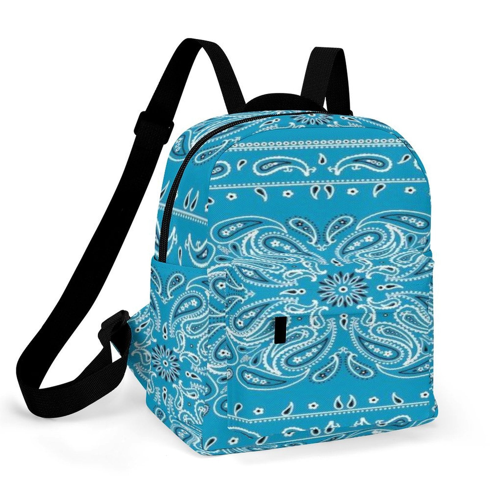 Paisley Bandana -Blue Small Backpack Cute Mini Backpacks For Woman ...