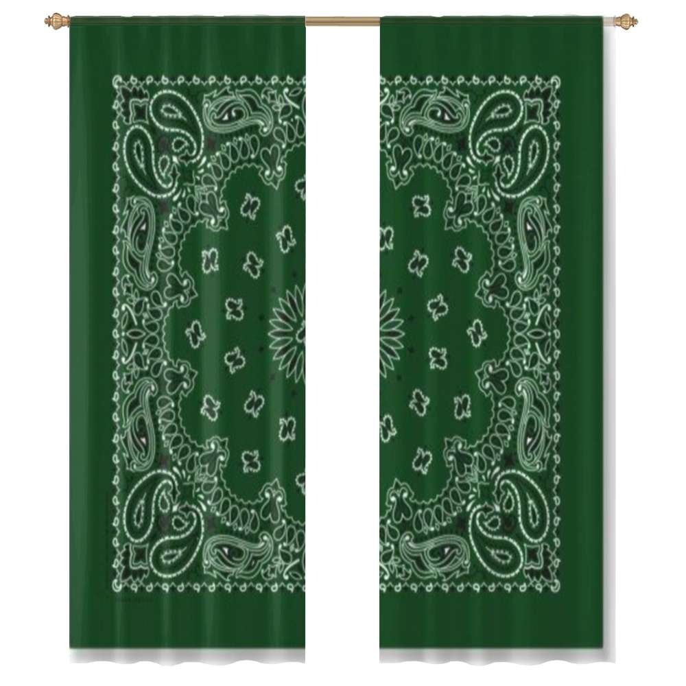 Paisley Bandana Hunter Tulle Curtains For Living Room Chiffon Sheer ...