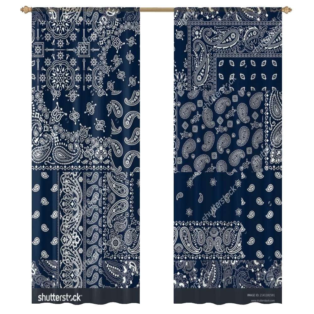 Paisley Bandana Pattern Tulle Curtains For Living Room Chiffon Sheer ...