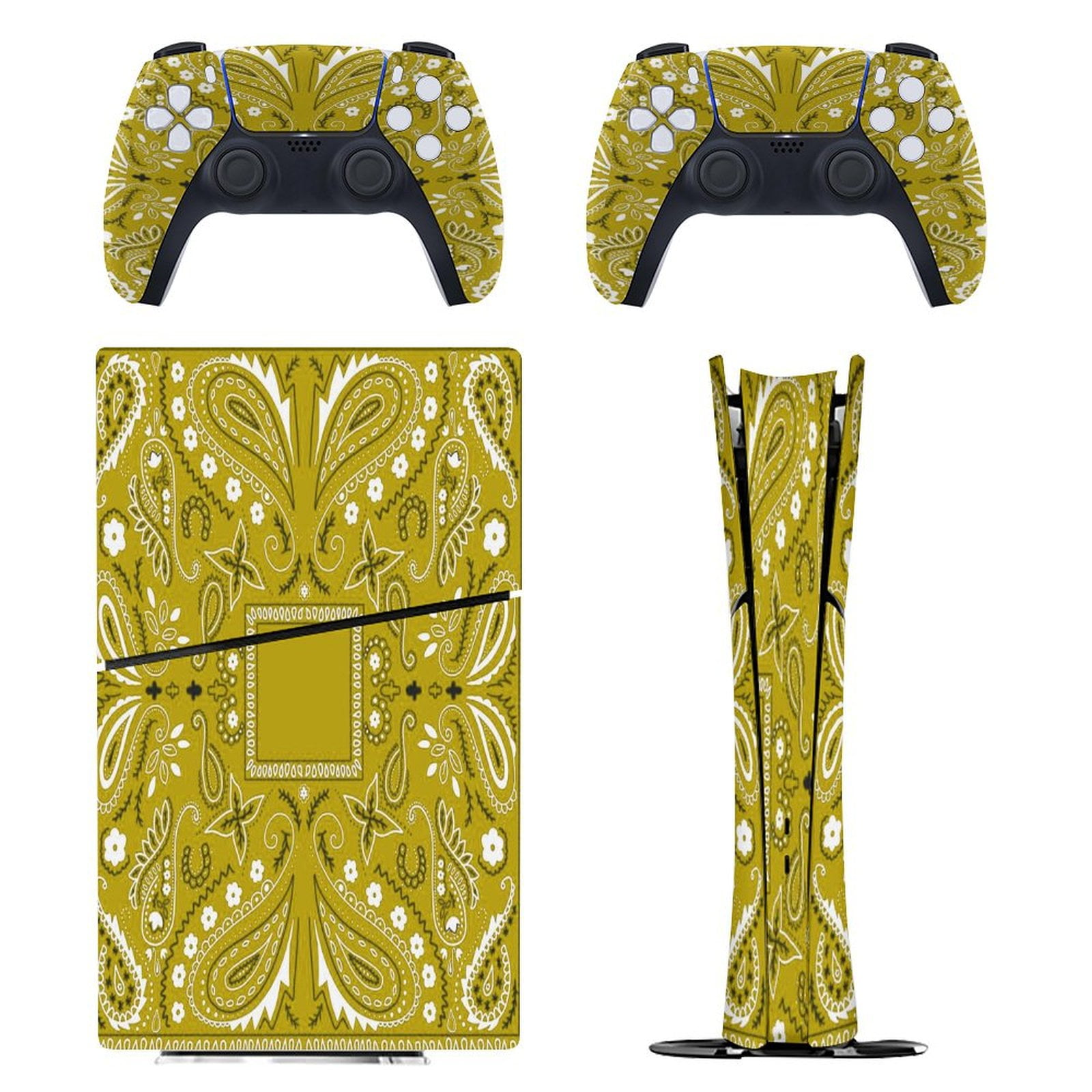 Paisley Bandana Pattern Yellow PS5/PS5 Slim Digital Disc Skin Sticker ...