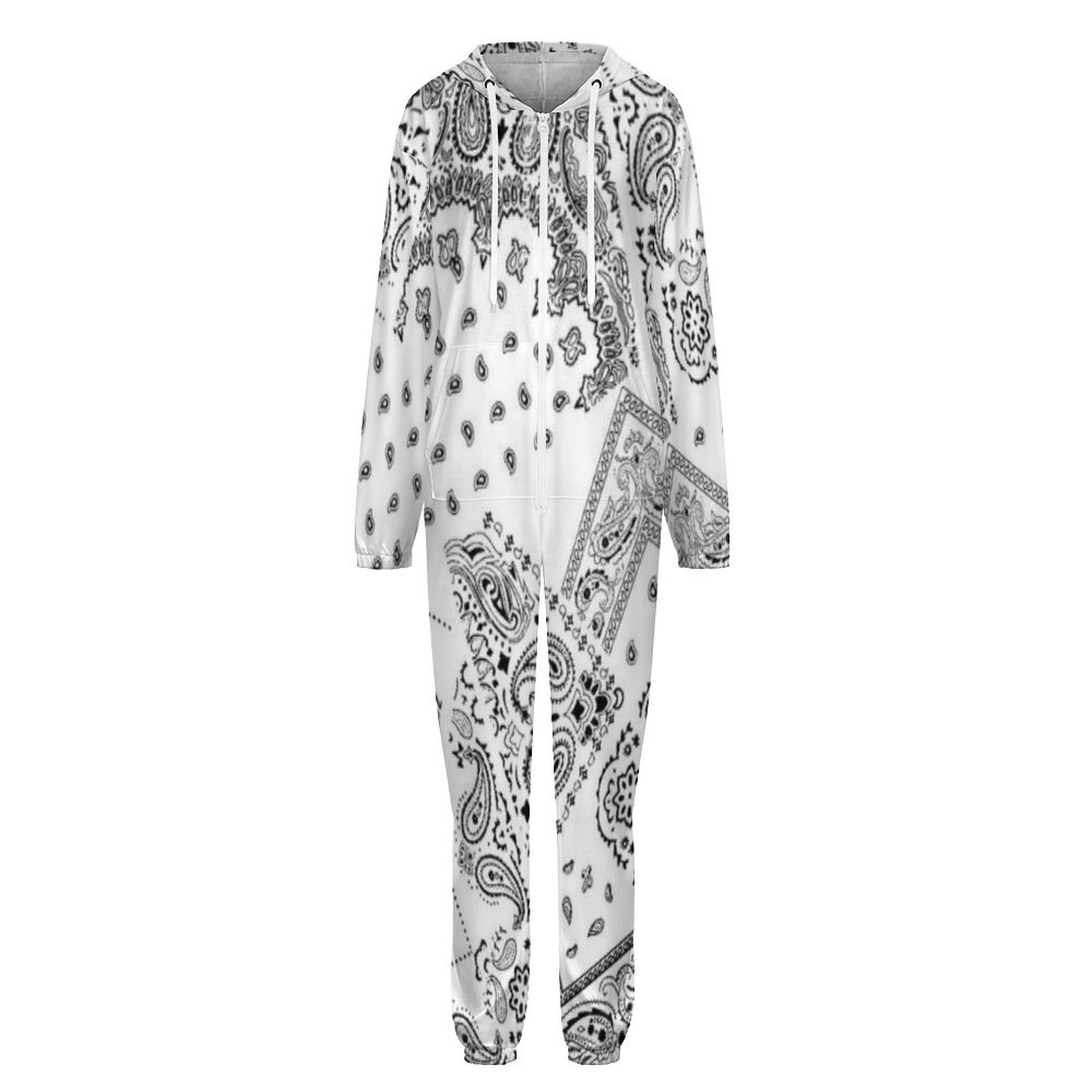 Paisley Bandana Print Unisex Adult Onesie Pajamas with Pockets for ...