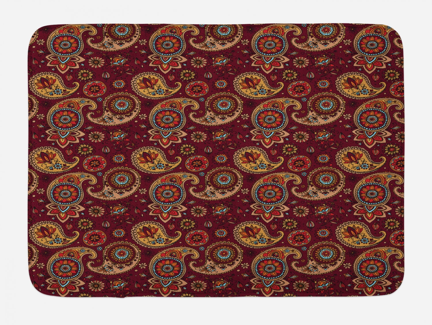 Paisley Bath Mat, Middle Eastern Culture Stylized Pattern Tribual ...